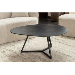 Riess Ambiente Design Couchtisch MARVELOUS 90cm anthrazit Marmor Keramik schwarzes Metall Riess-Ambiente Sofatisch Wohnzimmertisch organisch Modern Retro