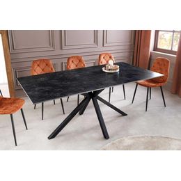 Riess Ambiente Moderner Esstisch GALAXIE 180cm anthrazit Keramik schwarz Metall Sterngestell Riess-Ambiente Esszimmertisch rechteckig