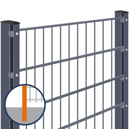 Doppelstabmattenzaun zum Einbetonieren Rundum-sorglos-Paket Anthrazit Komplettset, Haltepl&auml;ttchen, 1 Ecke,1830 mm,5 m,6/5/6 mm