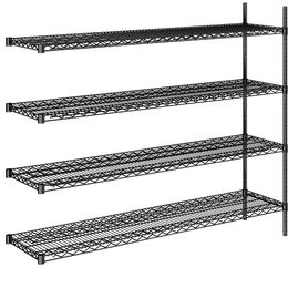 Stahldraht-Gitterregal, schwarz, Fachlast 250 kg, BxT 1520 x 460 mm, Anbauregal, H&ouml;he 1370 mm, 4 Fachb&ouml;den kaiserkraft