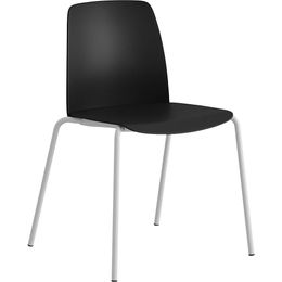 Stuhl Helmer, Sitz/Lehne aus Kunststoff, VE 4 Stk, Sitz schwarz, Gestell wei&szlig; kaiserkraft