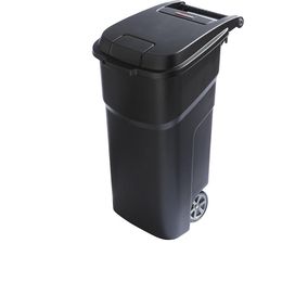 rothopro M&uuml;lltonne aus Polypropylen, Volumen 100 l, BxHxT 440 x 920 x 590 mm, fahrbar, Deckel schwarz