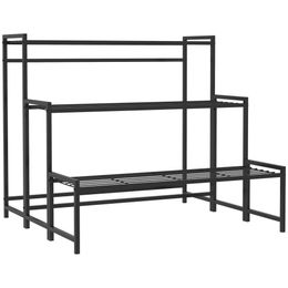 Outsunny Pflanzenst&auml;nder, Schwarz, Metall, 70x66x75 cm, Wohnzimmer, Wohnzimmertische, Blumenst&auml;nder