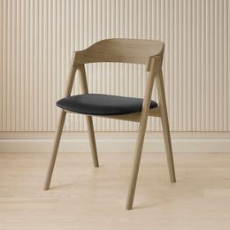 Stuhl, B:52cm H:75cm T:54cm, eiche natur geseift, eiche natur geseift, schwarz, HAMMEL FURNITURE, Leder, Massivholz, Esszimmer, St&uuml;hle, "Mette by