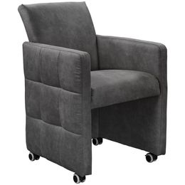 Esszimmersessel, B:64cm H:90cm T:72cmschlamm, exxpo - SOFA FASHION, Sessel, "Barista, Loungesessel auf Rollen mit hoher Bodenfreiheit", Barista