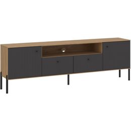 Lowboard OTTO HOME, B:180cm H:60,2cm T:40cm, schwarz, Holzwerkstoff, MDF, Melamin, PVC, Wohnzimmer, Sideboards, "Nursia", Lowboard, Breite 180 cm,