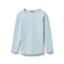 Wheat M&auml;dchen Longsleeve "Wheat Rippen T-Shirt L/S Ida", blau, Gr. 98, unifarben, 96% Baumwolle, 4% Elasthan, Shirts