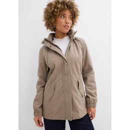 bonprix Baumwoll-&Uuml;bergangsparka mit bedruckter Kapuze, braun, Gr.40, L&auml;ssiger Parka mit seitlichen Taschen aus Baumwolle, aus 100% Baumwolle