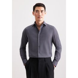 Seidensticker Herren Businesshemd "Schwarze Rose"grau, Gr. 40, Hahnentrittmuster, 100% Baumwolle, Hemden, Slim 1/1 Kentkragen Pepita