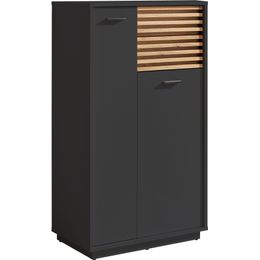 Midischrank, B:60cm H:106cm T:35cm, schwarz, BASIC BY BALCULINA, FSC-zertifizierter Holzwerkstoff, Badezimmer, Schr&auml;nke, "Liguria B/H/T 60x106x35