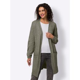 Heine Damen Strickjacke, gr&uuml;n, Gr. 42, unifarben, 60% Polyester, 30% Polyamid, 10% Wolle, Strickjacken