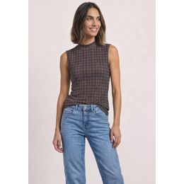 Street One Damen Mesh-Topsilk braun, Gr. 36, gemustert, Stoff, Obermaterial: 95% Polyester, 5% Elasthan. Futter: 100% Viskose, Tops, mit Turtleneck