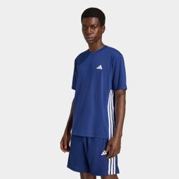 Herren T-Shirt "WORKOUT ESSENTIALS FEELREADY 3-STREIFEN"dunkelblau, wei&szlig;, Gr. M, adidas Performance, Obermaterial: 70% Polyester, 30% Baumwolle,