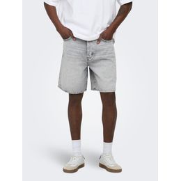 Only & Sons ONLY & SONS Herren Jeansshorts "ONSFADE LMG 3157 TAI DNM SHORTS NOOS"light grau denim, Gr. M, Abriebeffekte, Denim/Jeans, Obermaterial: 100%