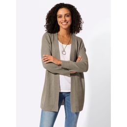 Casual Looks Damen Longstrickjackeschlamm, Gr. 38, unifarben, 100% Polyacryl, Strickjacken