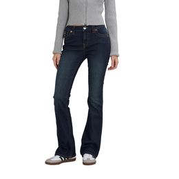 True Religion Damen Bootcut-Jeans "BECCA MR BOOTCUT FLAP"schwarz muddy waters, Gr. 32, leichte Abriebeffekte, Denim/Jeans, Obermaterial: 70%