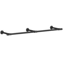 Wandgarderobe, Schwarz, Metall, 31x170 cm, Kleiderstange, Garderobe, Garderobenleisten & Garderobenhaken