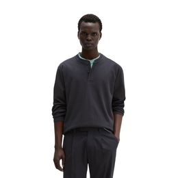 Marc O'Polo MARC O'POLO Herren Langarmshirt "aus geripptem Interlock-Jersey"schwarz navy, Basic, Gr. M, unifarben, Obermaterial: 100% Baumwolle, Shirts