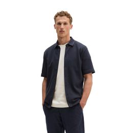 Marc O'Polo MARC O'POLO Herren Kurzarmhemd "mit feiner Waffel-Struktur"schwarz navy, Gr. XL, unifarben, Obermaterial: 100% Baumwolle, Hemden