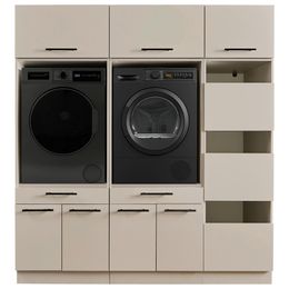 Hauswirtschaftsraum Laundreezy, Kaschmir, Holzwerkstoff, 2 Schublade(n) Schubladen, 185x200x67.5 cm, Waschk&uuml;che, Hauswirtschaftsraum