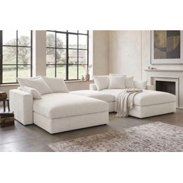 Wohnlandschaft OTTO HOME, B:385cm T:198cmcreme, 100% Polyester, Sofas, "Cosy Lounge U-Form, Breite 385 cm", Mega-Sofa mit Cordstoff bezogen, mit