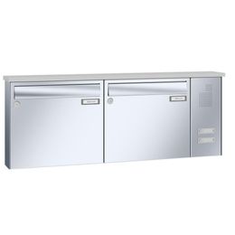 Renz LEABOX 2er Aufputzbriefkastenanlage mit 2ten Namensschild & Sprechfeld in V2A Edelstahl - LEA3