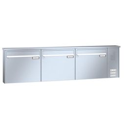 Renz LEABOX 3er Aufputzbriefkastenanlage mit Sprechfeld in V2A Edelstahl - LEA3