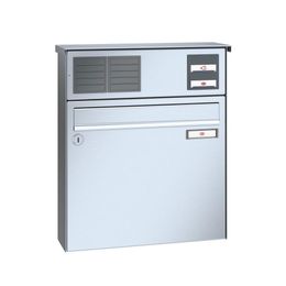 Renz Basic B Briefkastenanlage Aufputz in V4A Edelstahl mit Sprechsieb oben