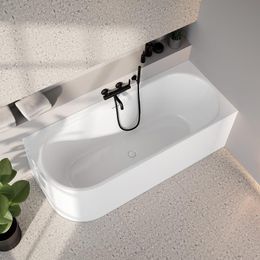 evineo ineo3 Eck-Badewanne mit Schlitz-&Uuml;berlauf L: 180 B: 75 H: 60 cm, Raumecke rechts, BE4084WH,