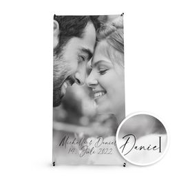 X-Banner Willkommensschild zur Hochzeit personalisierbar | Foto mit Schriftzug | 2 Gr&ouml;&szlig;en | inkl. X-Gestell | Hochzeitsbanner online selbst gestalten