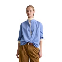 Marc O'Polo Damen Langarmbluse "aus softem Popeline", blau, Gr. XL, MARC O'POLO DENIM, unifarben, Obermaterial: 100% Baumwolle, Blusen