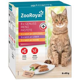 ZooRoyal Multipack Genuss Pastete Fleisch Katzen-Nassfutter ohne Zuckerzusatz 8x85g