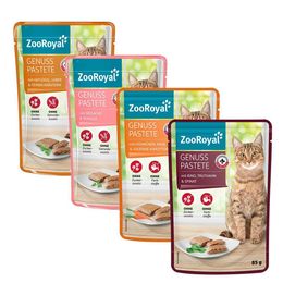 ZooRoyal Genuss Pastete Mixpaket Katzen-Nassfutter ohne Zuckerzusatz 96x85g