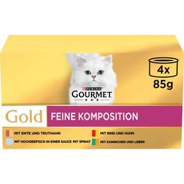Gourmet Gold Feine Komposition Mixpaket Katzen-Nassfutter Alleinfuttermittel 4x85g