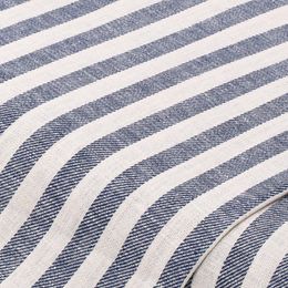 buttinette Baumwoll-Leinen "Streifen", blau/creme