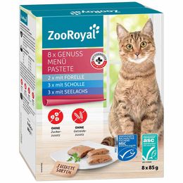 ZooRoyal Multipack Genuss Pastete Fisch Katzen-Nassfutter Fisch ohne Zuckerzusatz 8x85g