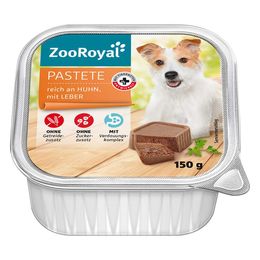 ZooRoyal Pastete reich an Huhn und Leber Hunde-Nassfutter ohne Getreide 11x150g