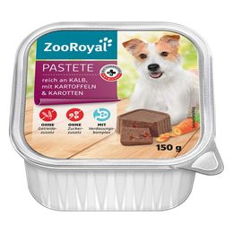 ZooRoyal Pastete reich an Kalb und Kartoffeln Hunde-Nassfutter ohne Zuckerzusatz 11x150g