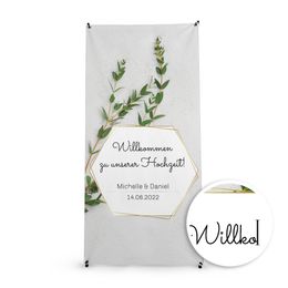 X-Banner Hochzeit personalisierbar | "Willkommen zu unserer Hochzeit" | 2 Gr&ouml;&szlig;en | inkl. X-Gestell | Hochzeitsbanner online selbst gestalten