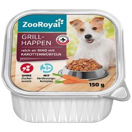ZooRoyal Grillhappen reich an Rind Hunde-Nassfutter ohne Zuckerzusatz 11x150g
