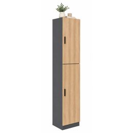 Vcm Mehrzweckschrank mit 2 Dreht&uuml;ren, H. 183 x B. 38 x T. 32 cm, Wohnzimmerschrank, B&uuml;roschrank und Aufbewahrungsschrank mit 5 F&auml;cher - Dilos