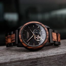 Holzkern Holzuhr San Francisco (Zebrano/Ahorn), Herren, Naturholz