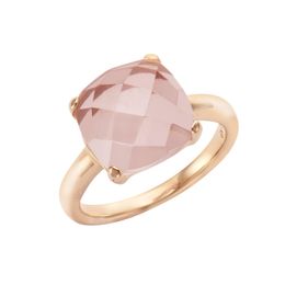 JAMELLI Ring Silber 925 ros&eacute;-vergoldet mit echtem Rosenquarz 12mm