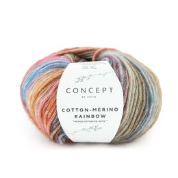 Cotton-Merino Rainbow von Katia, Orange-T&uuml;rkis-Rot, aus Baumwolle