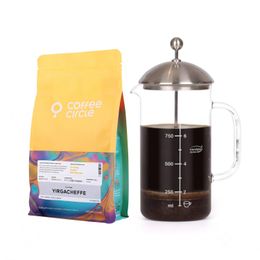 Coffee Circle French Press & Kaffee im Set, 250 g Kaffee nach Wahl, gemahlener Kaffee, Siebstempelkanne von Trendglas Jena, ideal f&uuml;r Einsteiger
