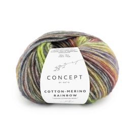 Cotton-Merino Rainbow von Katia, Gr&uuml;n-Rot-Mittelblau, aus Baumwolle