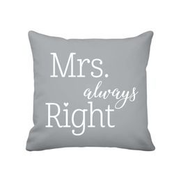 Krasilnikoff Kissenbezug Mrs. Always Right 50 x 50 cm, grau skandinavische Deko Online Shop