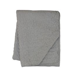 Krasilnikoff Quilt mit d&uuml;nnen Streifen, Schwarz/Wei&szlig; 180 x 130 cm