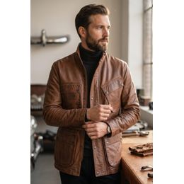 Herren Tan Lamb Leather Safari Parka Jacke &ndash; Haven