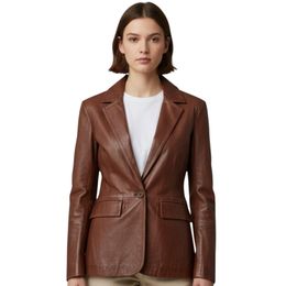 Damenbeige italienische Lederblazerjacke &ndash; Chongqing